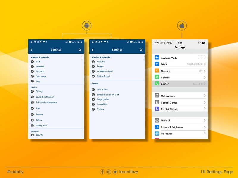 Mobile UI Settings Page Android IPhone uidaily By Teamtibzy 