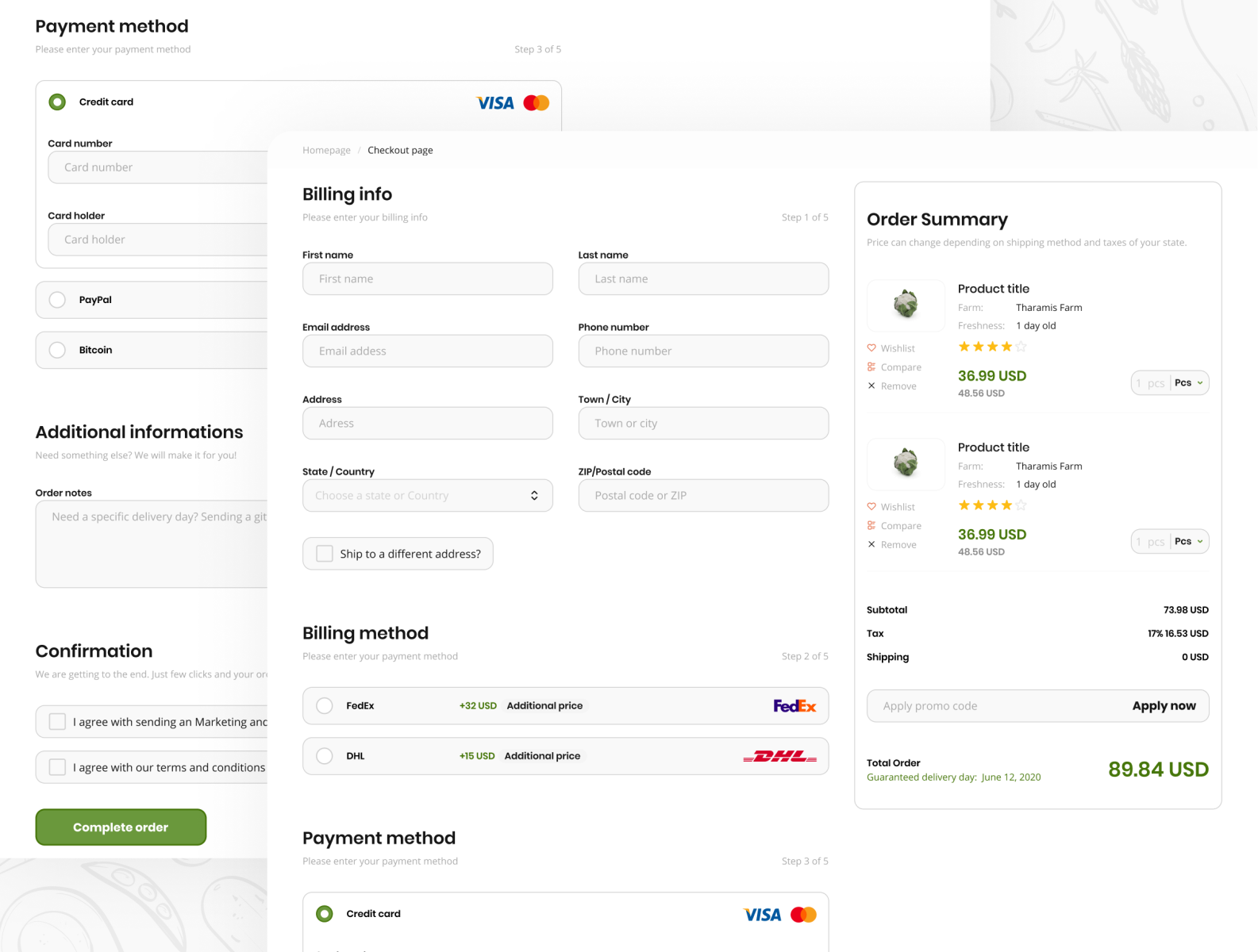 Fresh eCommerce Layout - One page checkout by Petr Bilek on Dribbble