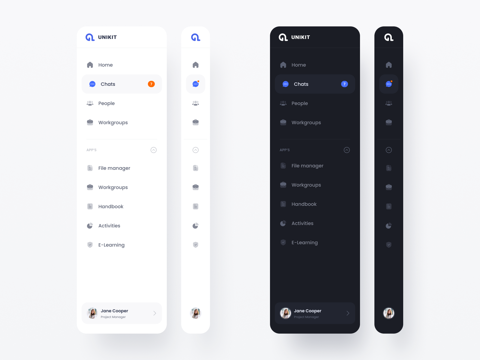 Sidebar Navigation for Unikit by Gleb Koval on Dribbble
