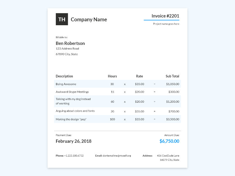 Invoice - Daily UI by Thomas Hajny on Dribbble