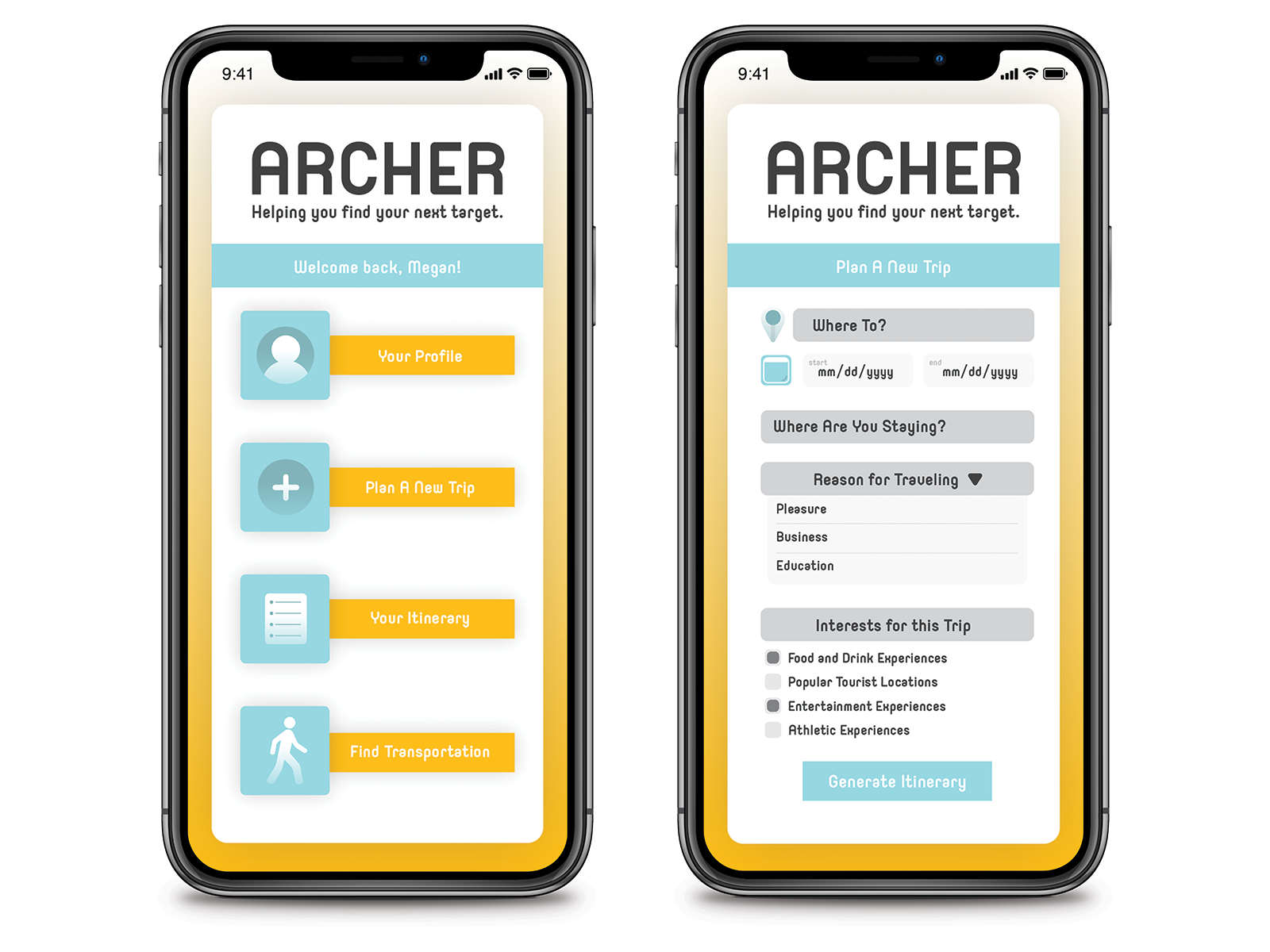 Archer App Approach #2 by Megan Hillier on Dribbble