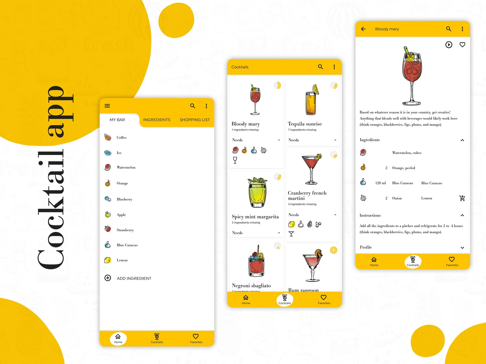 Cocktail app by co_orina on Dribbble