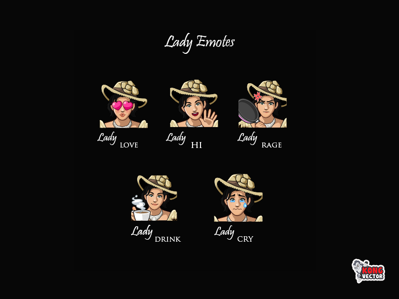 Lady Twitch Emotes by Kong Vector on Dribbble