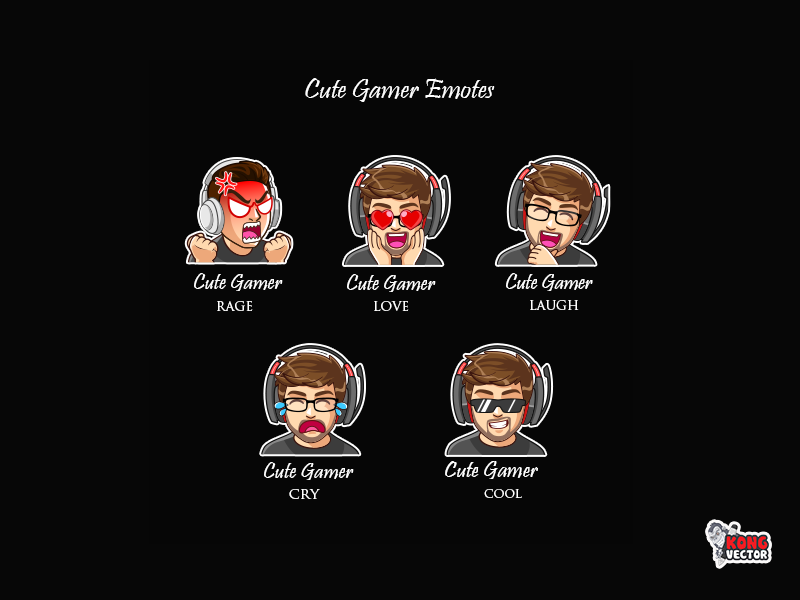 Cute Gamer Twitch Emotes by Kong Vector on Dribbble