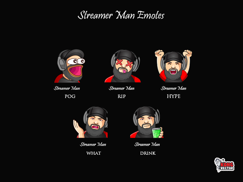 Streamer Man Twitch Emotes by Kong Vector on Dribbble