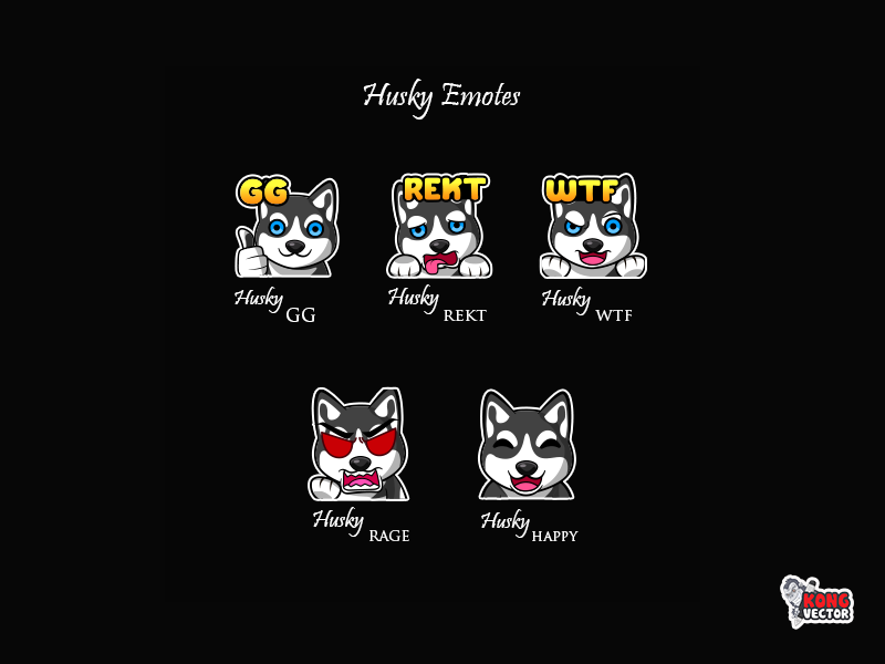 Husky Twitch Emotes by Kong Vector on Dribbble