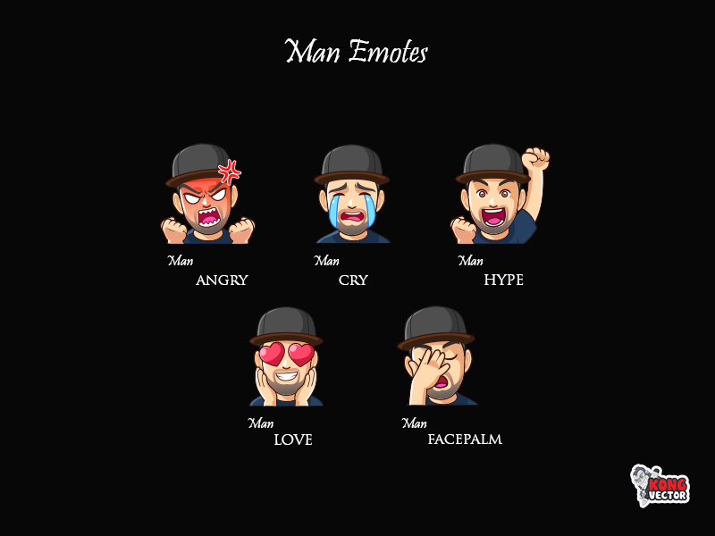 Man Twitch Emotes by Kong Vector on Dribbble