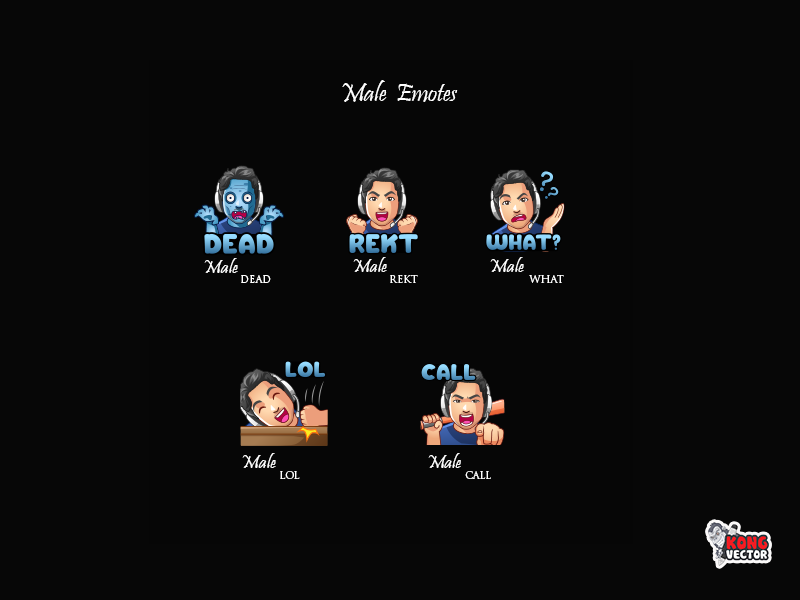 Male Twitch Emotes by Kong Vector on Dribbble