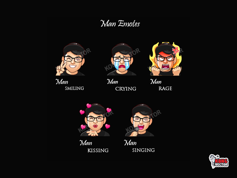 Man Twitch Emotes by Kong Vector on Dribbble