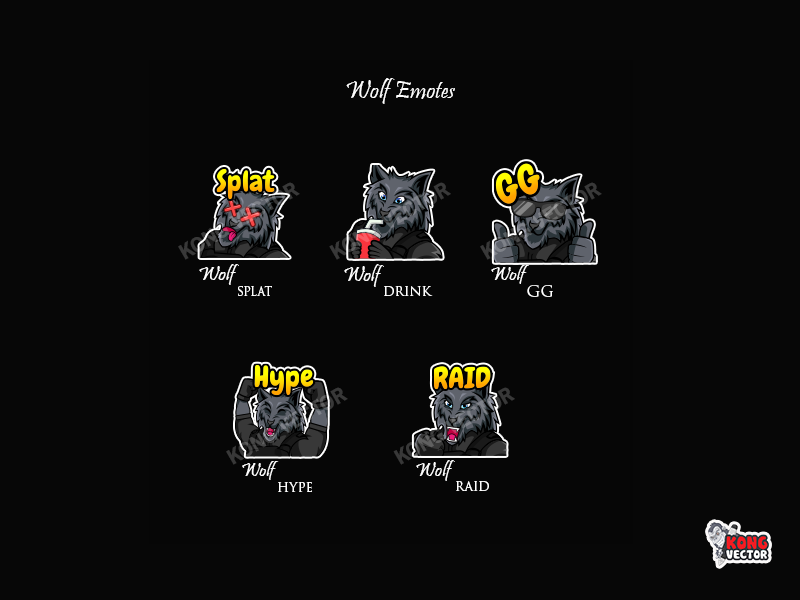 Wolf Twitch Emotes by Kong Vector on Dribbble