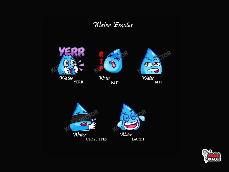 Water Twitch Emotes by Kong Vector on Dribbble
