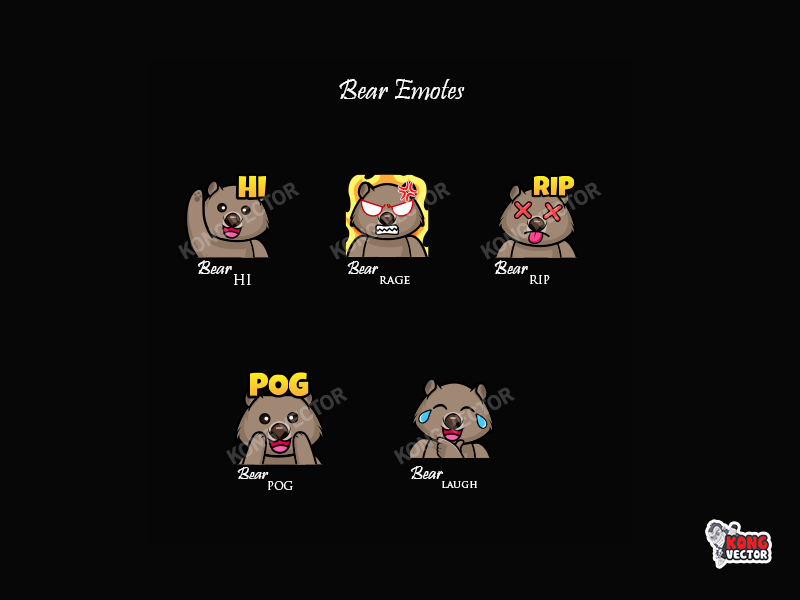 Bear Twitch Emotes by Kong Vector on Dribbble