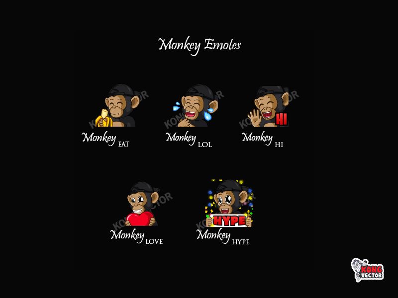 Monkey Twitch Emotes by Kong Vector on Dribbble