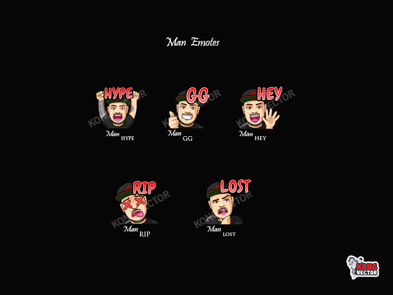 Man Twitch Emotes by Kong Vector on Dribbble