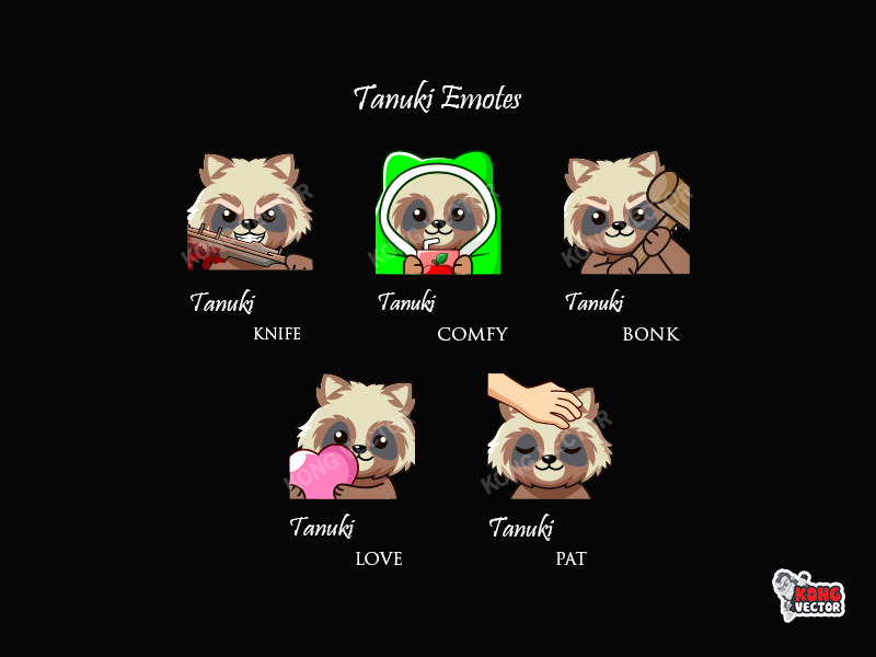 Tanuki Twitch Emotes by Kong Vector on Dribbble