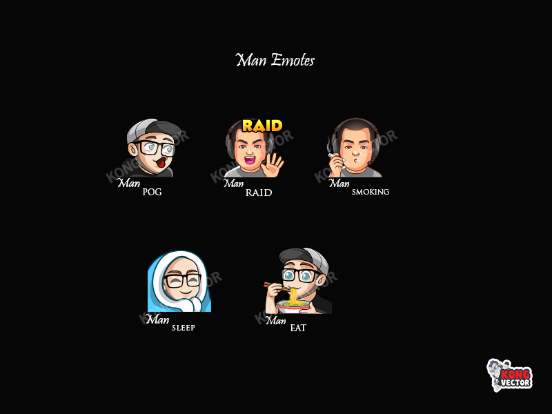 Man Twitch Emotes by Kong Vector on Dribbble