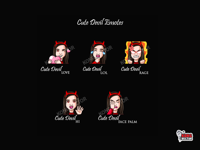 Cute Devil Twitch Emotes by Kong Vector on Dribbble