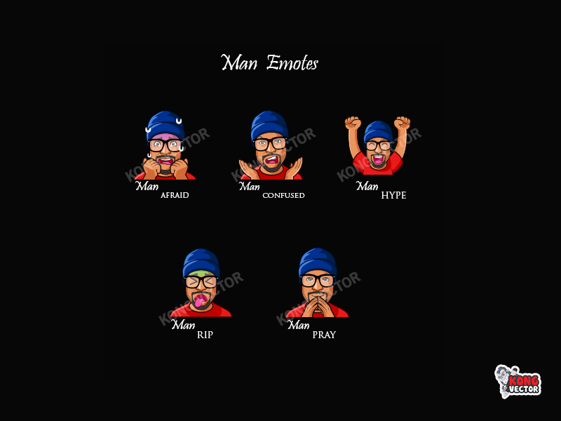 Man Twitch Emotes by Kong Vector on Dribbble