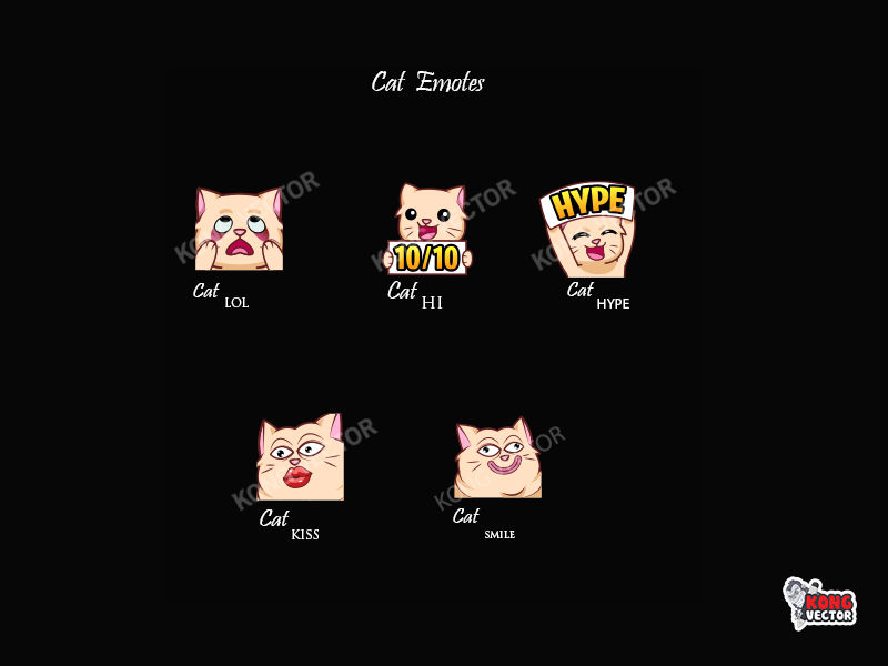 Cat Twitch Emotes by Kong Vector on Dribbble
