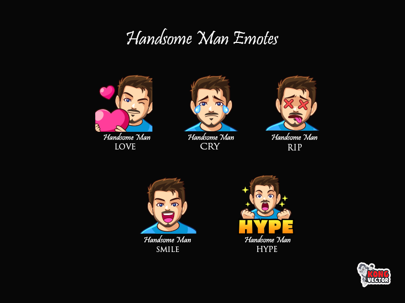 Handsome Man Twitch Emotes by Kong Vector on Dribbble