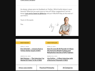 Tim Ferriss Email Redesign by Matthew for Fathom & Draft on Dribbble