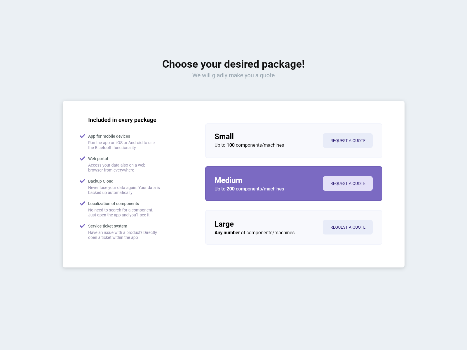 Choose your package / Pricing comparison by Ricardo Klement on Dribbble