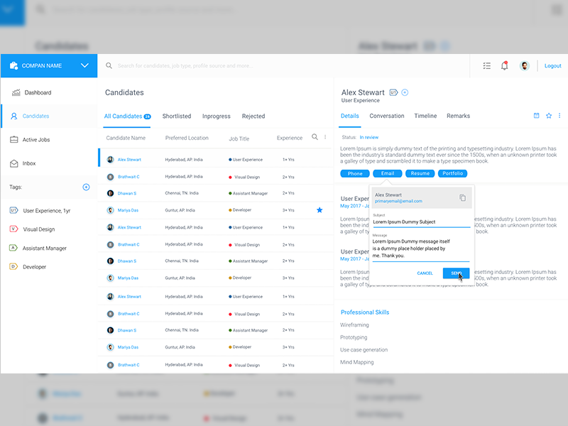 HR Candidate Management Mockup by Chayapathi Anuparthy on Dribbble