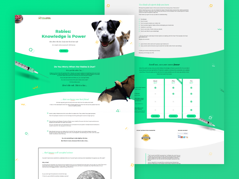 Vital Animal sales page - online course by Alex Paul on Dribbble