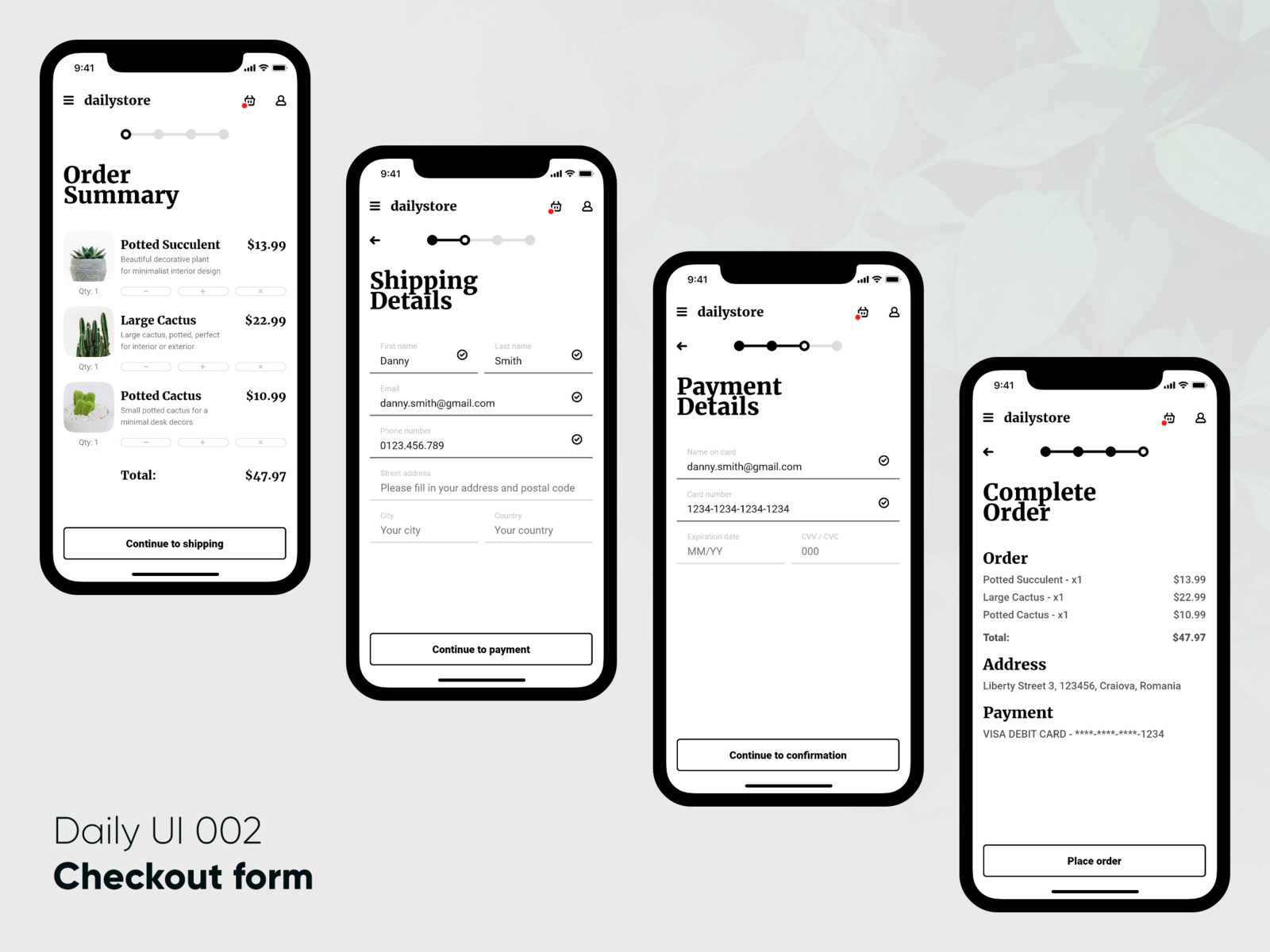Checkout UI - Daily UI 002 by Alex Paul on Dribbble