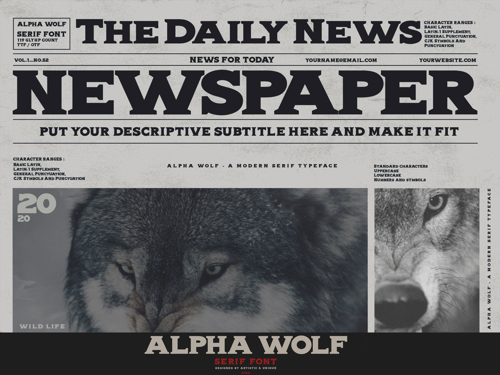 Alpha wolf - Serif font by Osman Taner Küçükgenç on Dribbble