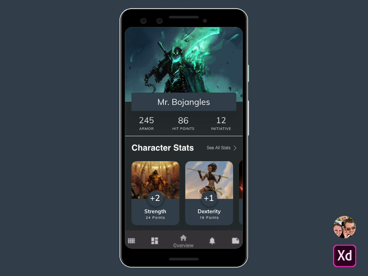 Stats Screen - Digital Character Sheet Mobile App by Blake Howard on ...