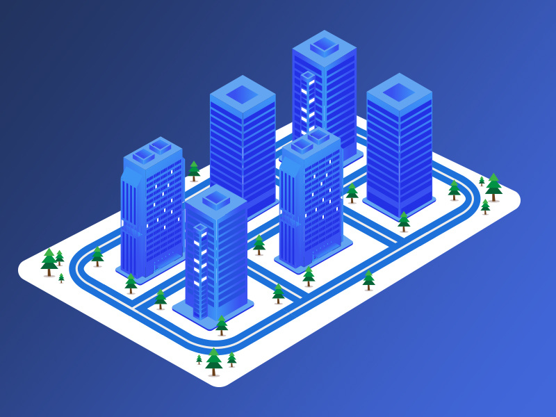 A light blue building by Liang Jiahui on Dribbble