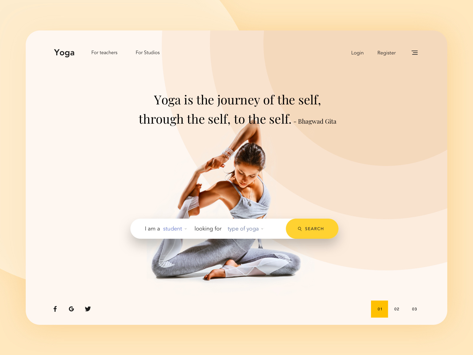 Yoga center landing screen. by Sudipta Borah on Dribbble