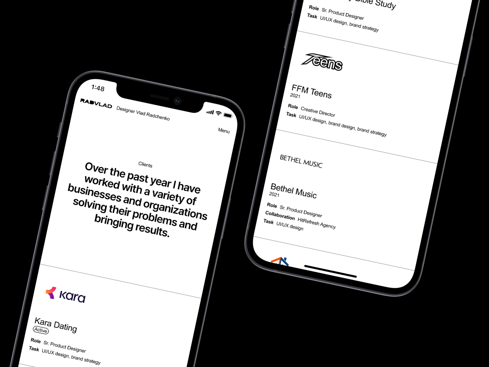 Portfolio Mobile Pages by Vlad Radchenko on Dribbble