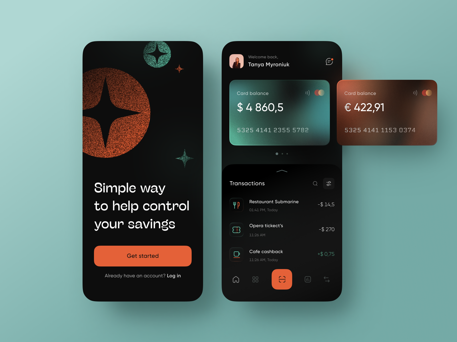 Online Mobile Banking App Home screen by Tanya Myroniuk on Dribbble