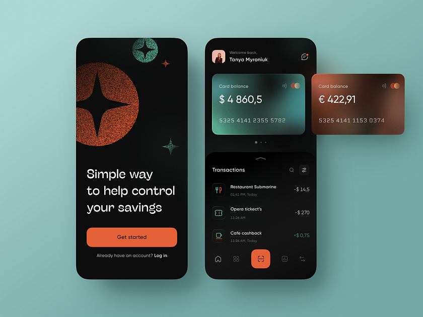 Online Mobile Banking App Home screen by Tanya Myroniuk on Dribbble