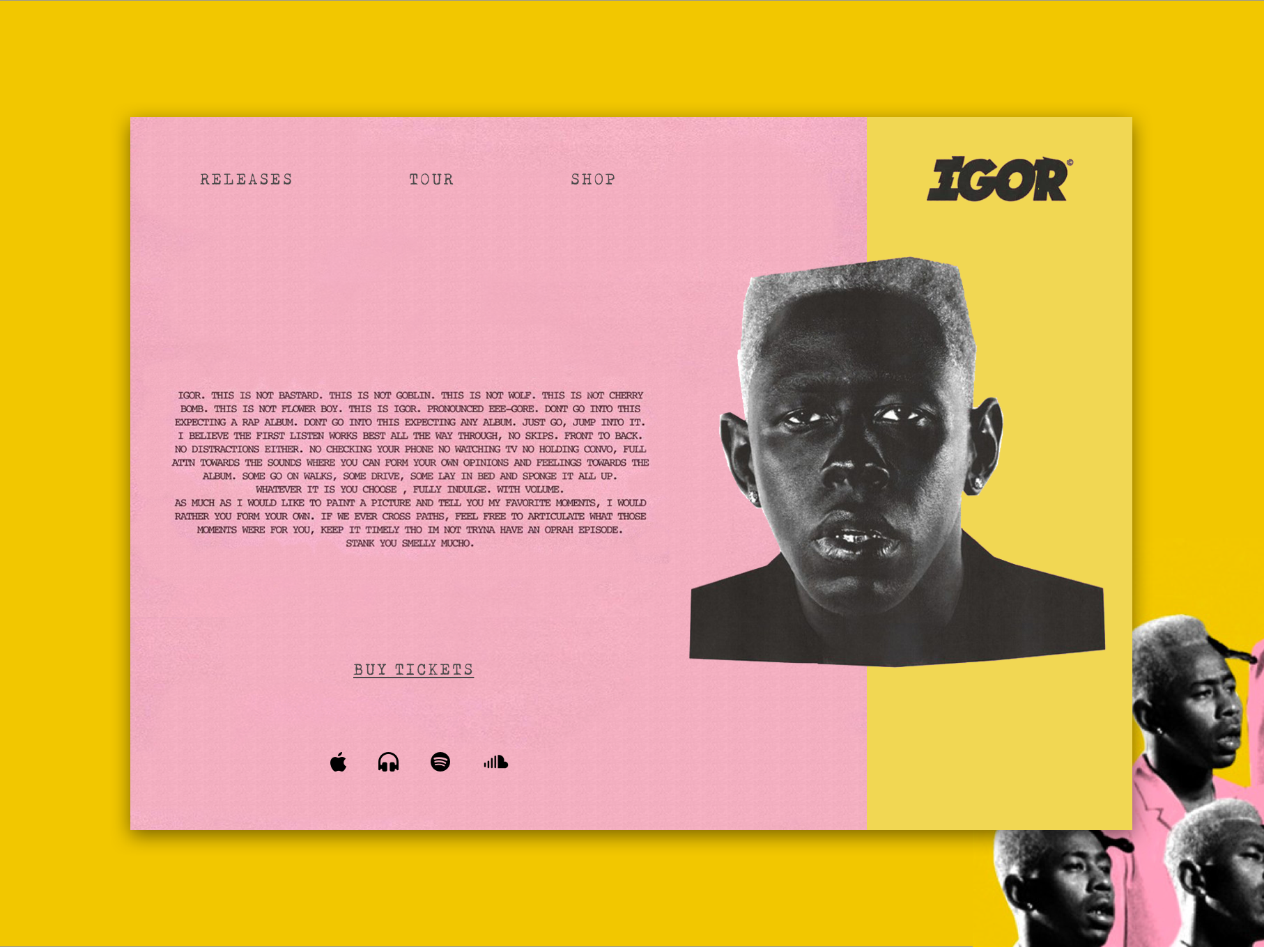 Landing page concept for Tylers new album //Daily UI by Yarichka on ...
