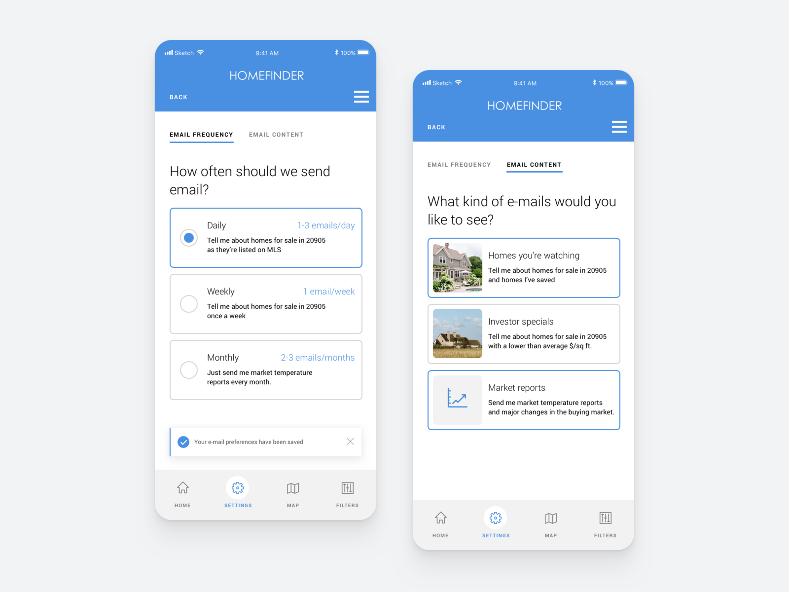 Daily UI 007 Email Preference + Settings by Aleena Khan on Dribbble