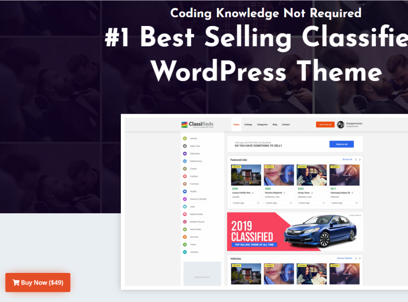 Best Classified WordPress Theme in usa by Designinvento on Dribbble