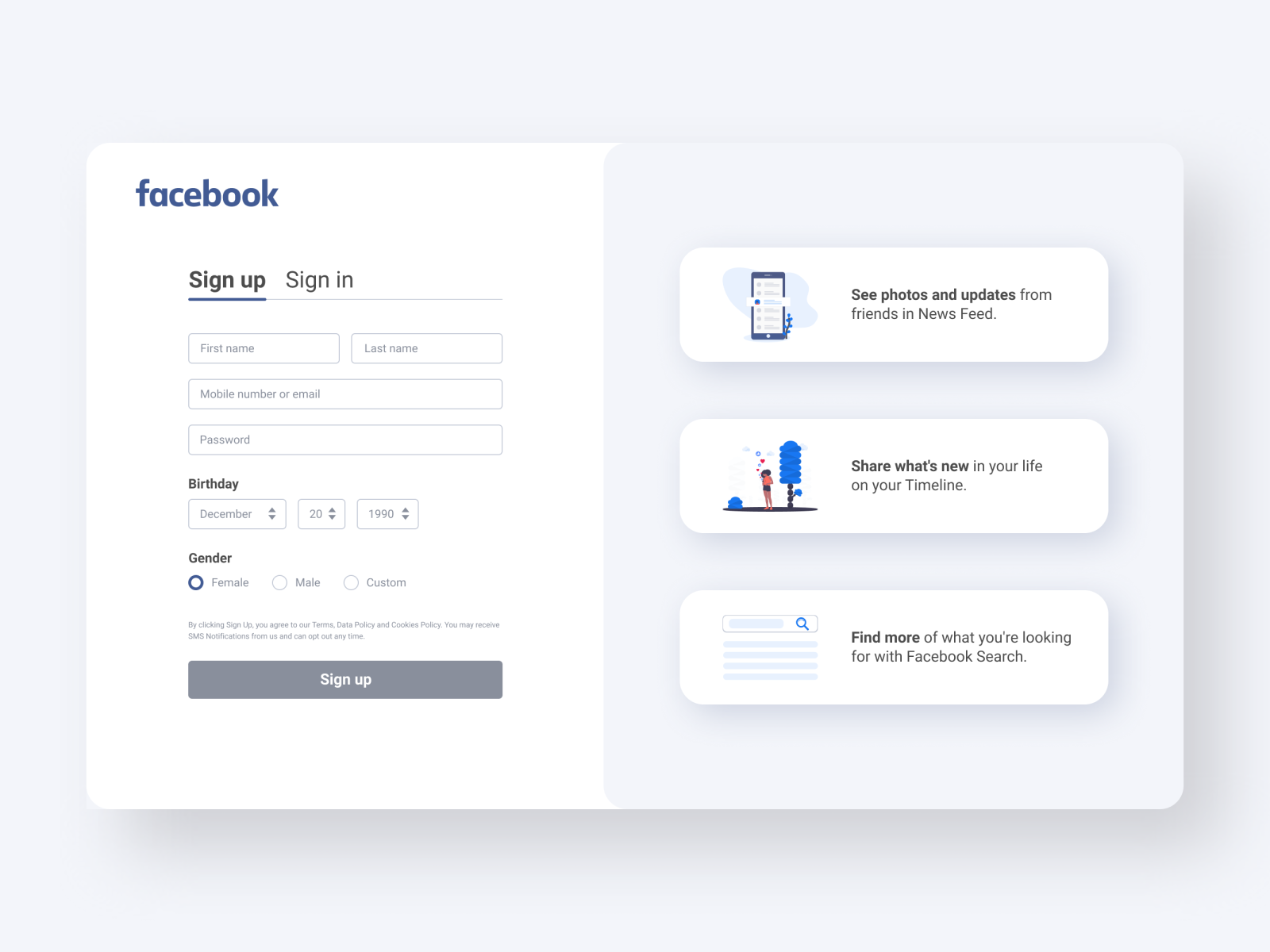 Facebook Login – Reimagined by Kaela Disney on Dribbble