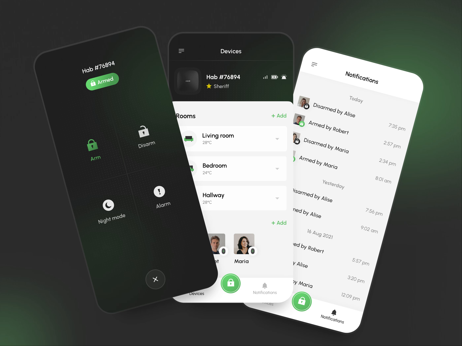 Home Security App | Ajax concept by Olena Vashchuk for Uptech on Dribbble