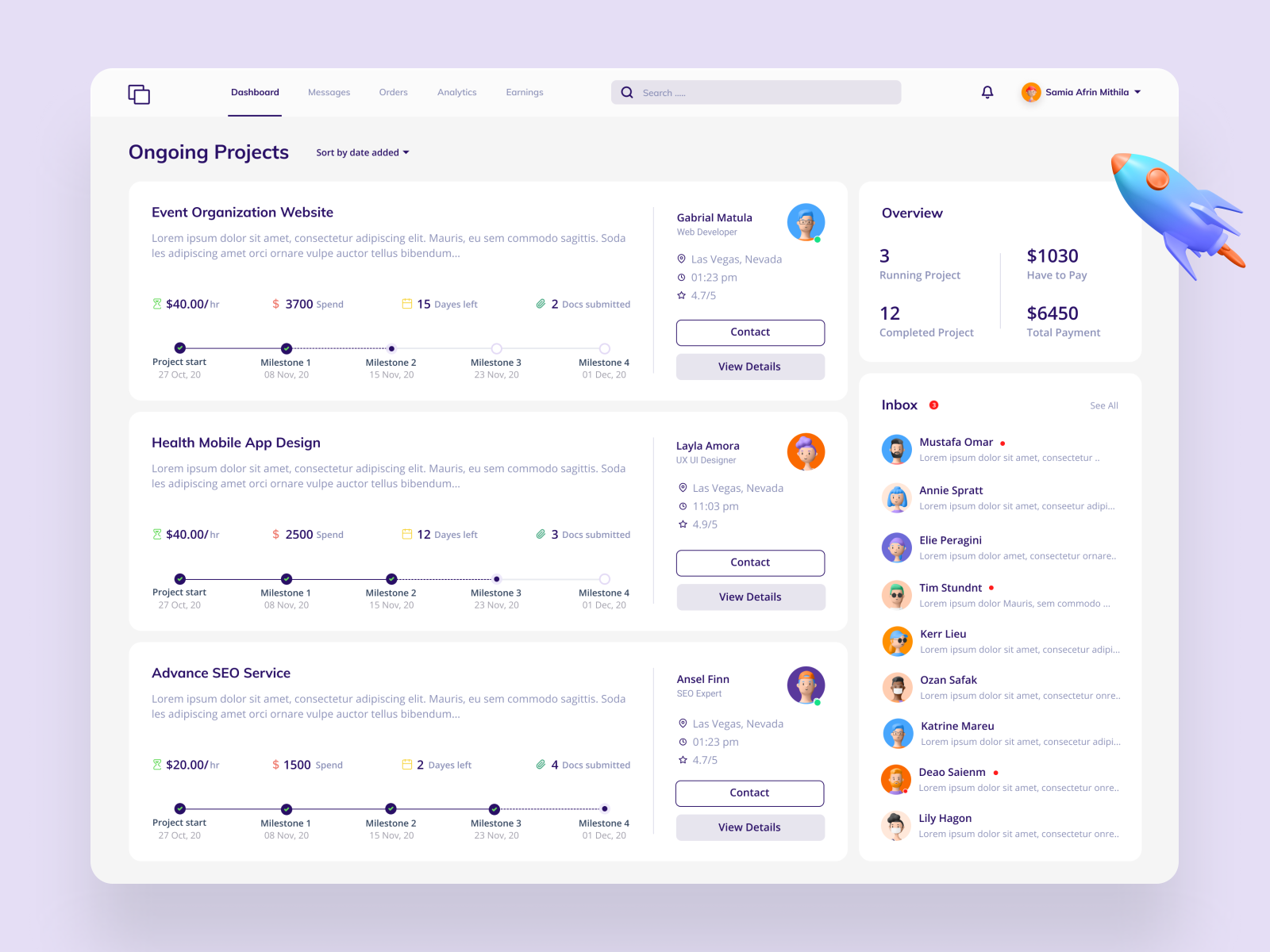 Client portal Dashboard by Samia Mithila on Dribbble