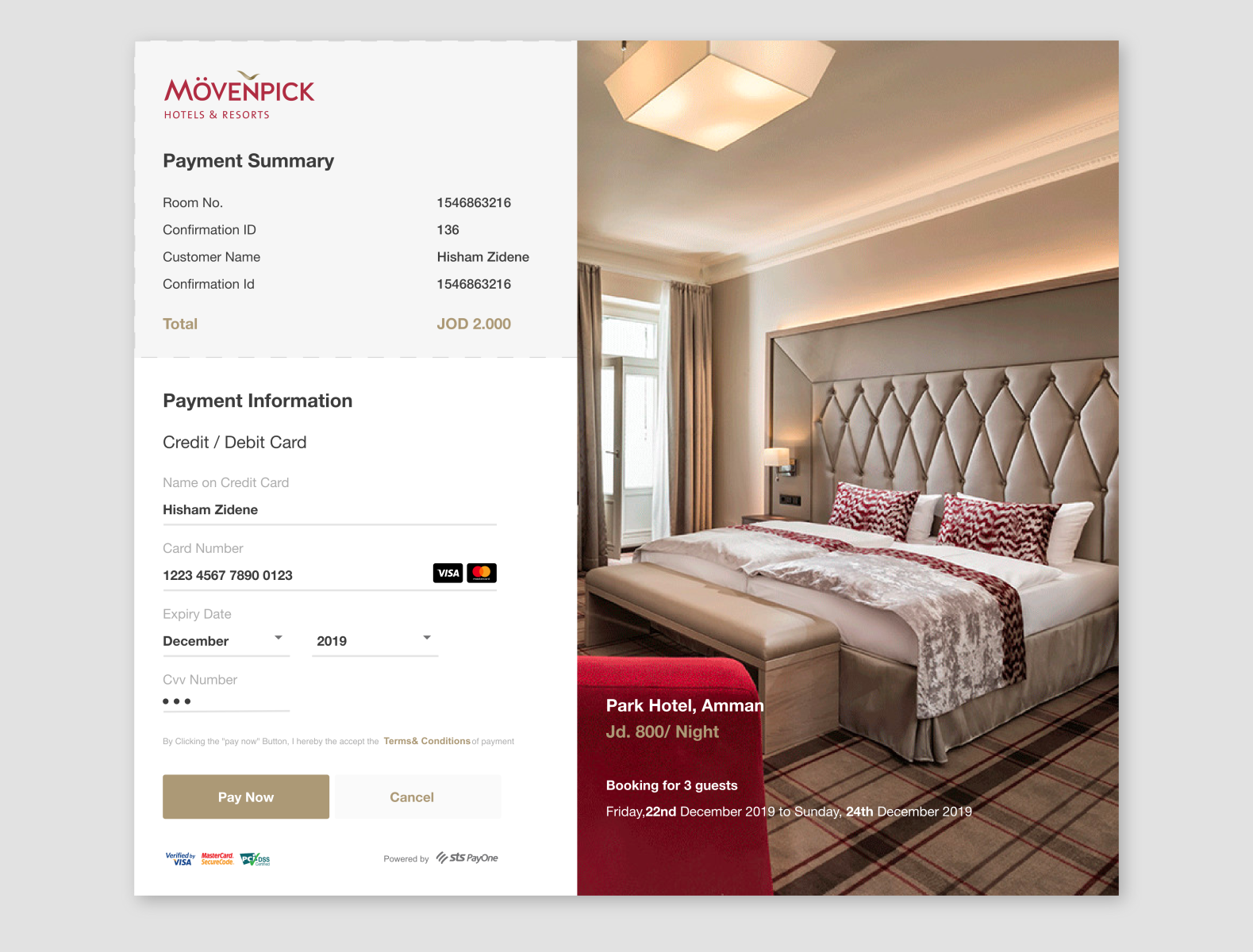 Movenpick Hotel _ Payment Page by Bara' Harb on Dribbble