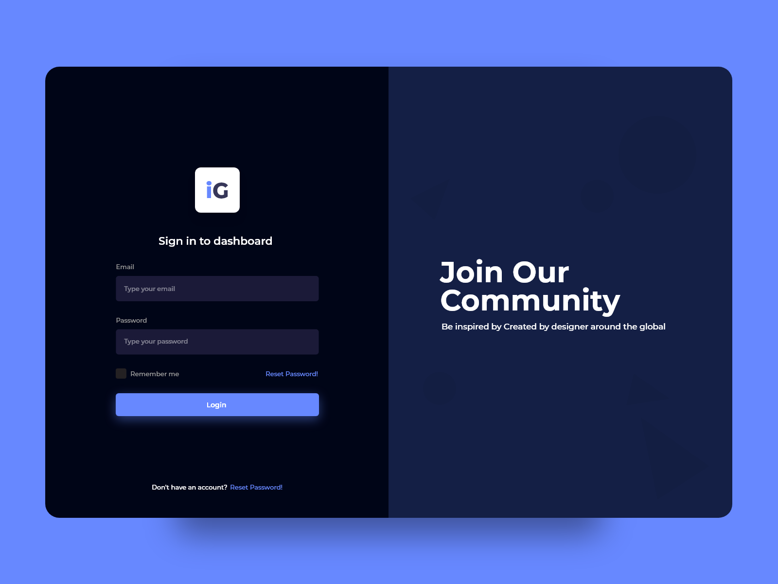 Dark mode Login by Marwan Samir on Dribbble