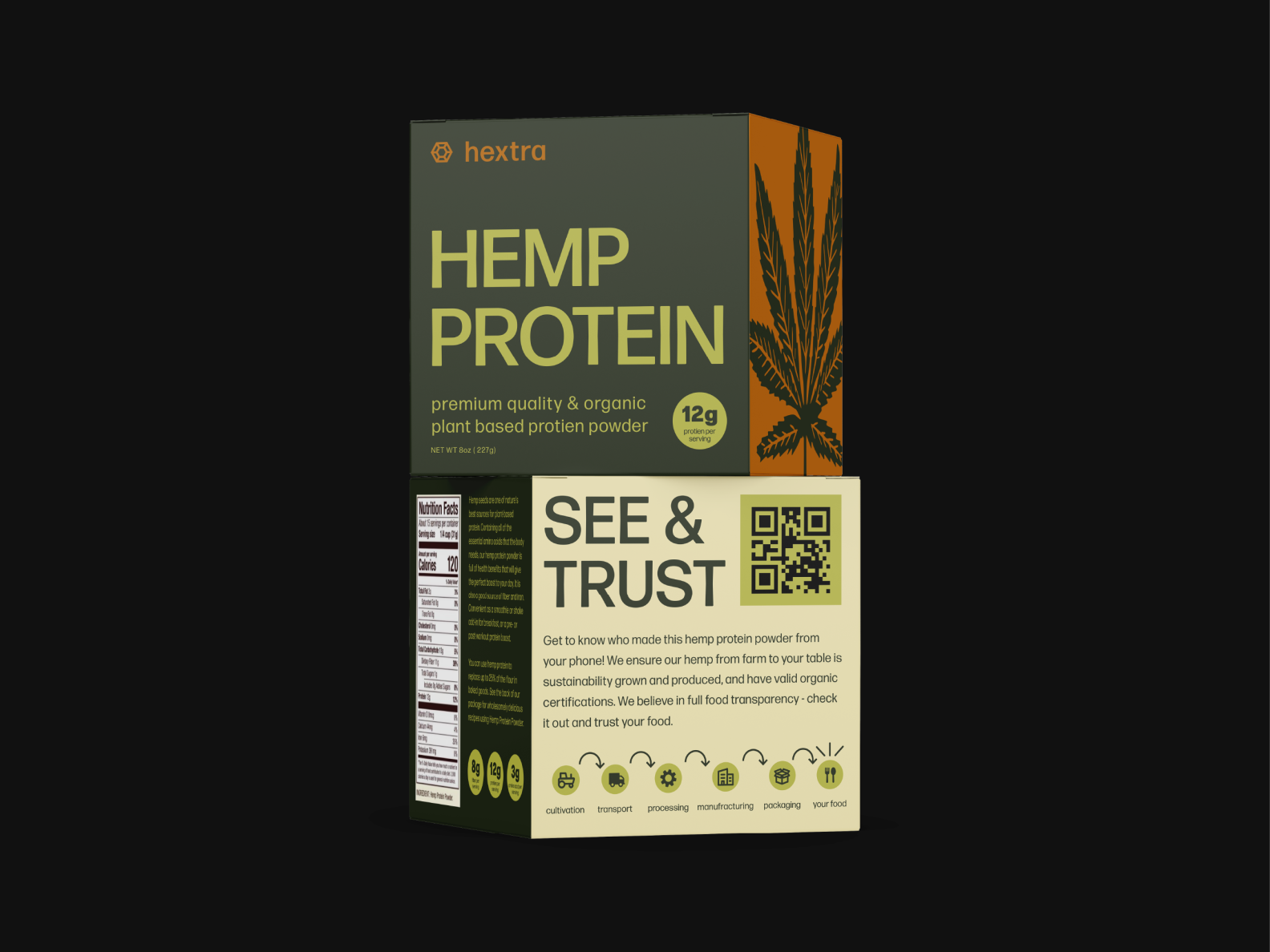 Hextra Hemp Protein Packaging by Angela Wing on Dribbble