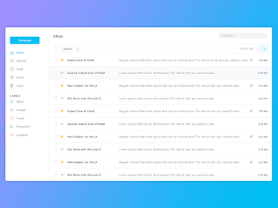 Email Inbox UI design for Dashboard Project by Rikon Rahman 🎭 on Dribbble