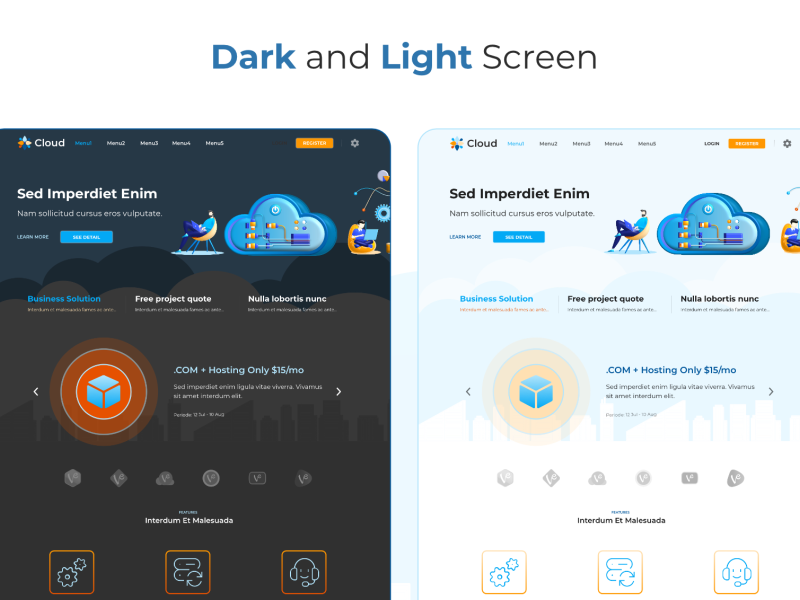 Dark and Light Landing Page UI by Ilham Meidi Brata on Dribbble