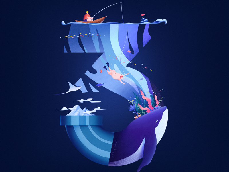 THREE=3⃣️ by 叶. on Dribbble