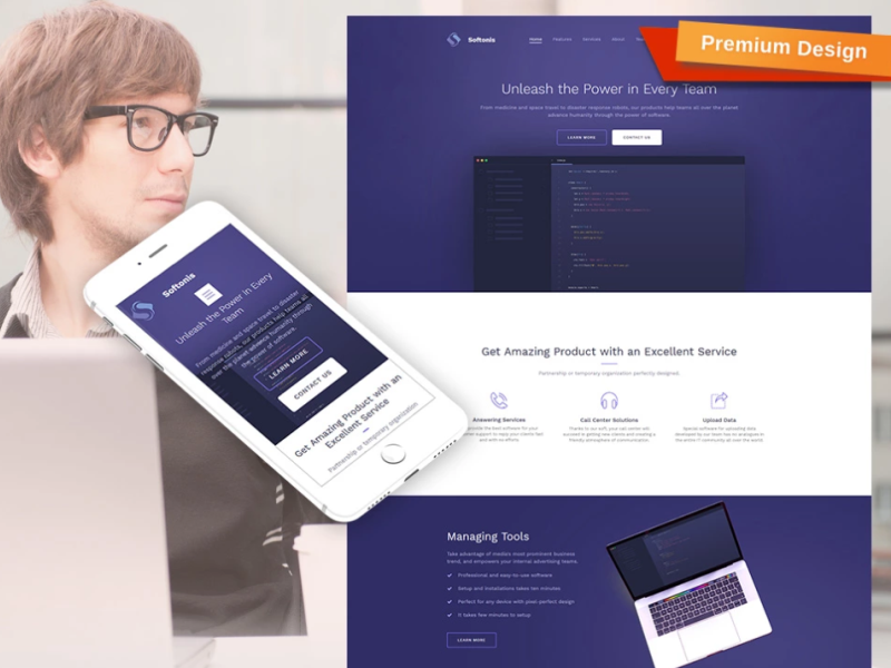 Softonis Responsive Website Template by MotoCMS on Dribbble