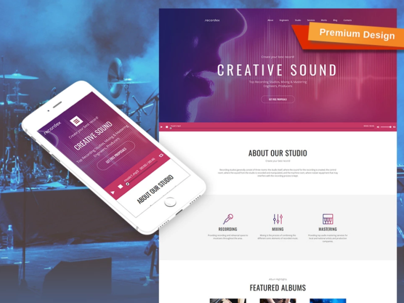 Recording Studio Website Template by MotoCMS on Dribbble